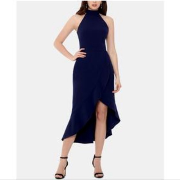 Xscape | Dresses | New 228 Xscape 4 Halter Neck High Low Crepe Ruffle ...